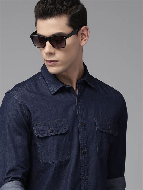 Buy Us Polo Assn Denim Co Men Blue Solid Pure Cotton Casual Shirt