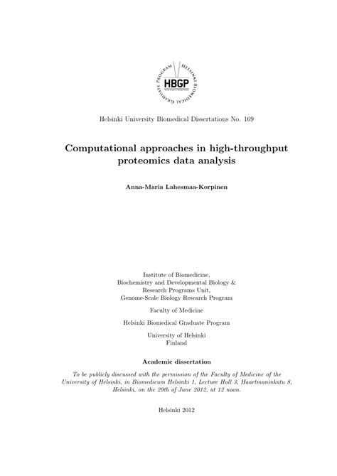 Pdf Computational Approaches In High Throughput Proteomics Data Analysis