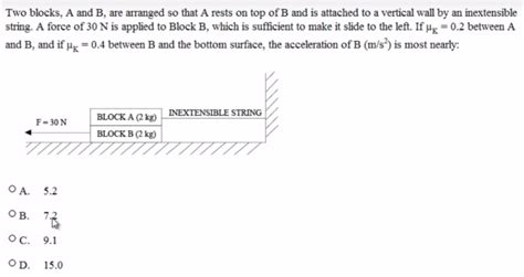 solved two blocks a and b are arranged so that a rests on
