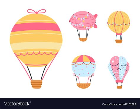 Cartoon Hot Air Balloons Isolated Clipart Flying Vector Image