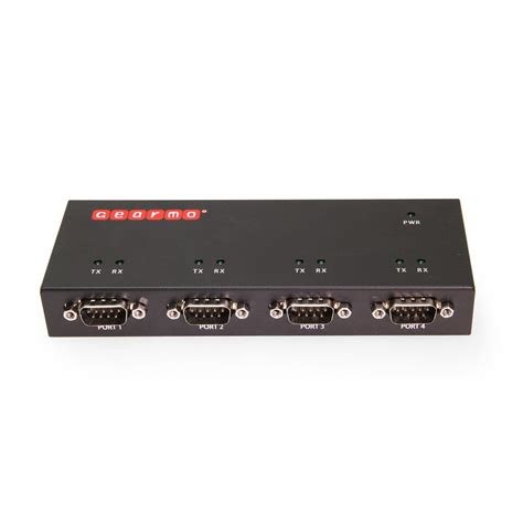 Gearmo Usb 4 Port Serial Rs232 Featuring Ftdi Chipset With Rx Tx Led Indicators Industrial Version