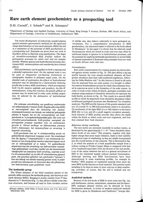 Pdf Rare Earth Element Geochemistry As A Prospecting Tool