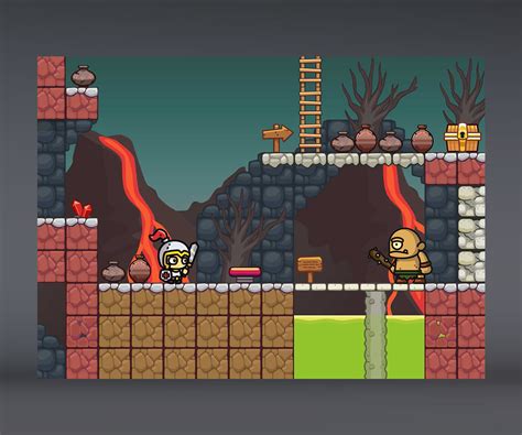 Volcano Platformer Level Tileset Game Art Partners