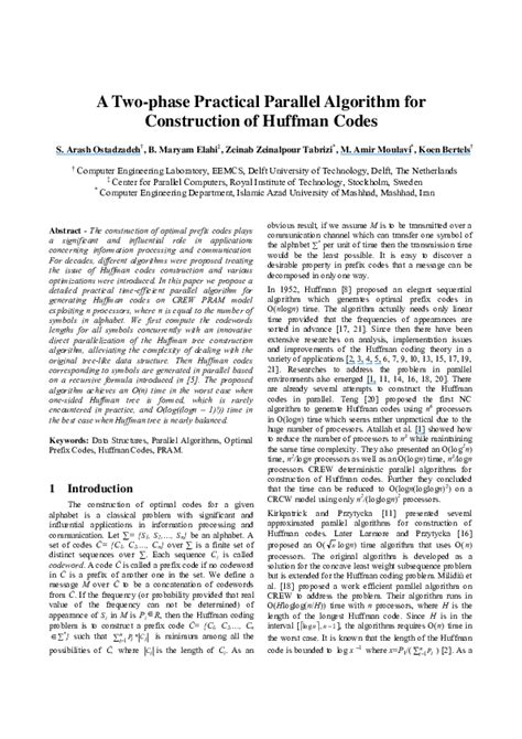 Pdf A Two Phase Practical Parallel Algorithm For Construction Of Huffman Codes