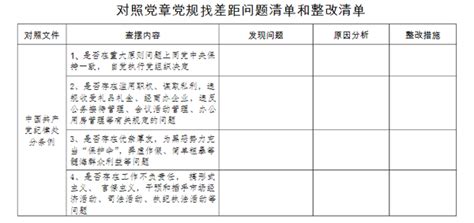 各支部对照党章党规找差距问题清单和整改清单绿色文库网