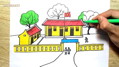 Hướng Dẫn Cách Vẽ Tranh Phong Cảnh Trường Học đẹp Và Sinh động Nhất