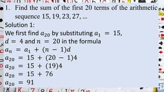 Sum Of Arithmetic Sequence S PPTX