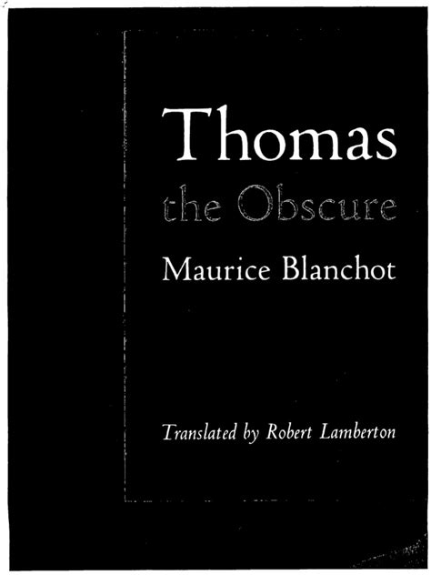 Blanchot Thomas The Obscure Pdf