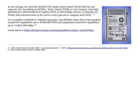 About Kioxia Cd5 Series Data Center Nvme Ssds A Single Socket Poweredge R7515 Solution