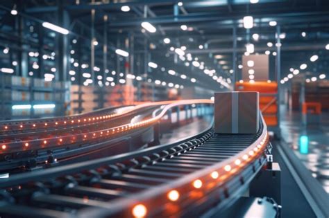 Premium Photo A Conveyor Belt Transporting Packages At High Speed Ai