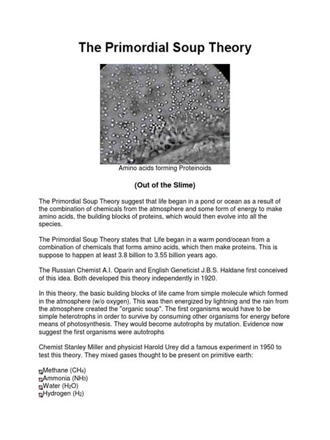 The Primordial Soup Theory Pdf Science Science And Technology