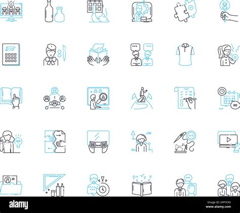 Digital Academy Linear Icons Set Learning Training Education