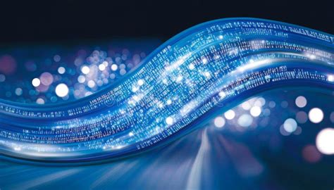 Blue Data Stream With Flowing Binary Code Technology Background Stock