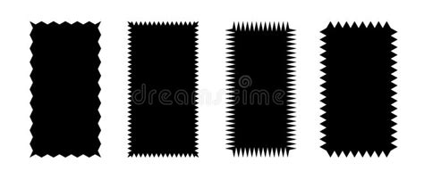 Zig Zag Edge Rectangular Shapes Collection Jagged Rectangle Patches Set Stock Vector