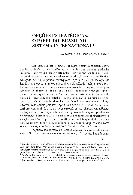 Pdf Opções Estratégicas O Papel Do Brasil No Sistema Internacional