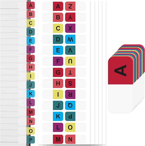 Oiiki 728pcs Colorful Alphabet Tabs A To Z 26 Letters Alphabet Stickers