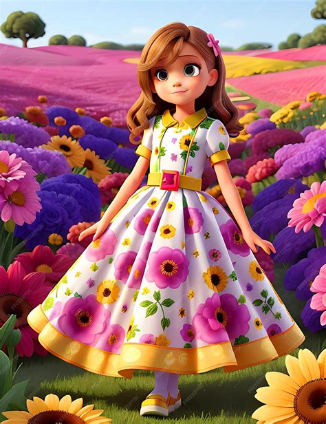 Premium Ai Image A Cute Girl In A Flower Garden With Flower Background