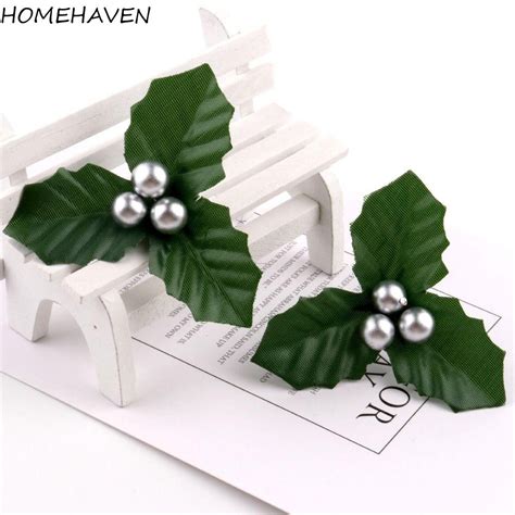 Homehaven 12 ชิ้น เซ็ตประดิษฐ์คริสต์มาสใบ Handmade Mini Christmas Holly พวงหรีด แฟชั่น Diy
