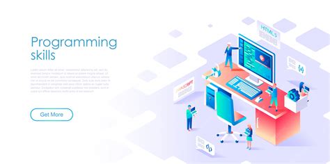 Premium Vector Isometric Landing Page Template Programming Skills