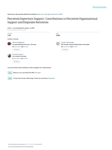 02 Perceived Supervisor Support Scale Pdf Turnover