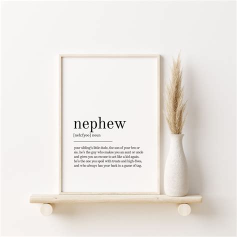Nephew Definition Print Nephew Wall Art Prints Nephew Printable Art