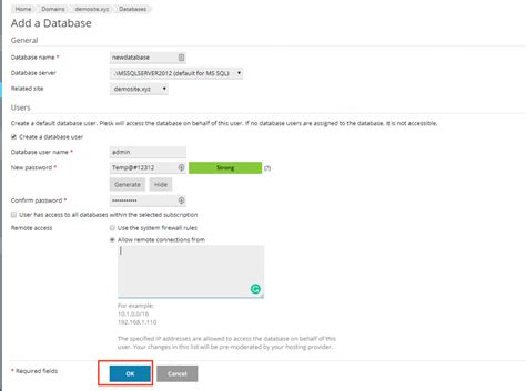 how to allow remote database connection in plesk servercake