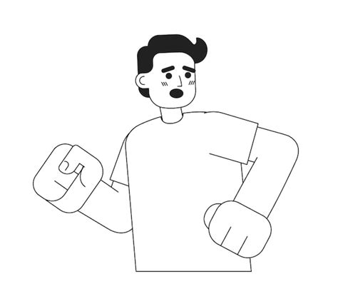 Premium Vector Scared Guy Running Away Monochromatic Flat Vector