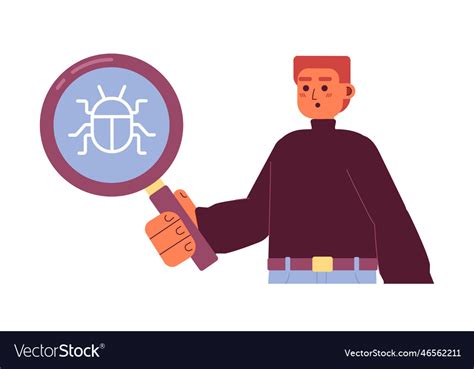 Bug Tester With Magnifying Glass Flat Concept Spot