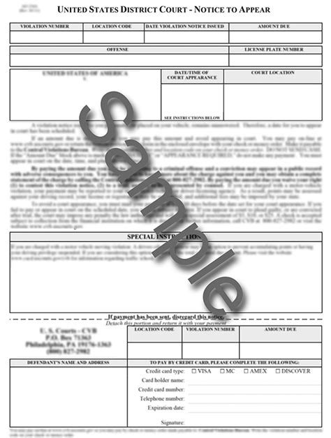 Central Violations Bureau Federal Ticket Central District Of