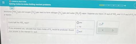 Solved Ammonia NH Gas And Oxygen O Gas React To Form Chegg