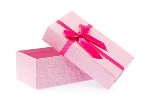 Caixa De Presente Rosa Fita Isolada No Fundo Branco Foto Premium