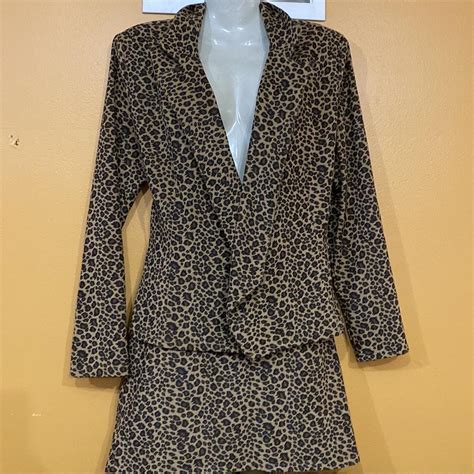 Vintage 90s Jalate Leaopard Print Blazer And Skirt Depop