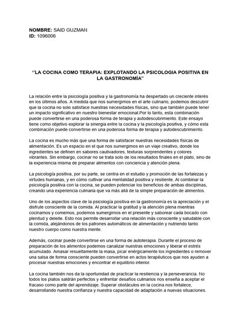 La Cocina Como Terapia Explotando La Psicologia Positiva En La