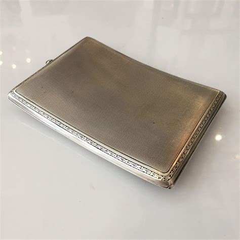 German Sterling Silver Cigarette Case With A Sapphire Stone For Sale At