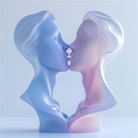 Elegant Intertwined Figures Sharing A Tender Kiss In A Soft Pastel