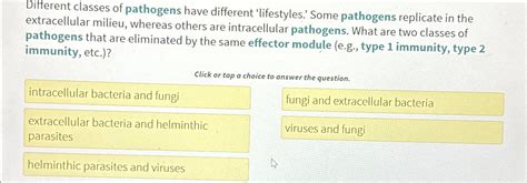 Solved Different Classes Of Pathogens Have Different