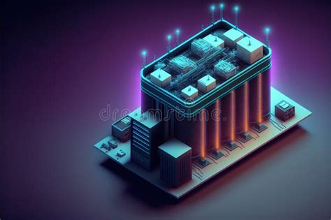 Isometric Data Center Server Hardware Background Futuristic Look Up The Concept Of Big Data