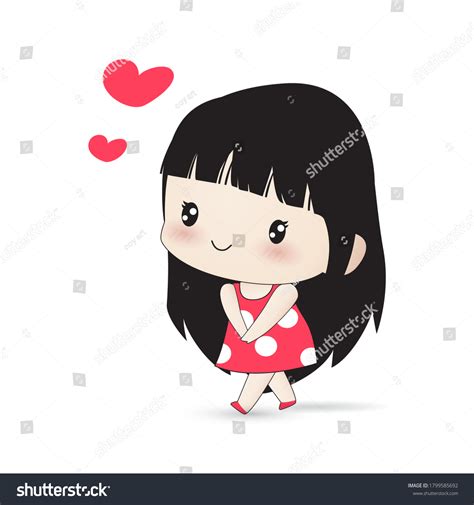lindo anime chibi niñita estilo caricatura vector de stock libre de