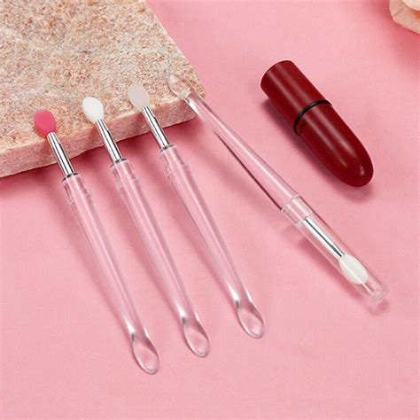 1pc Lip Gloss Applicator Silicone Lip Brushes With Dust Cap Makeup Bru