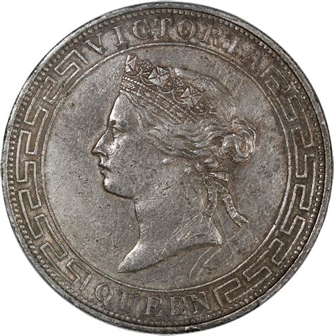 1867年香港维多利亚壹圆，ngc Xf Details （有刮痕），包浆老旧，品相吸引 Spink2024年1月b 香港及世界币钞首席