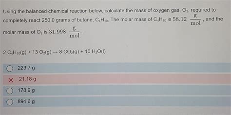 Solved Using The Balanced Chemical Reaction Below Calculate