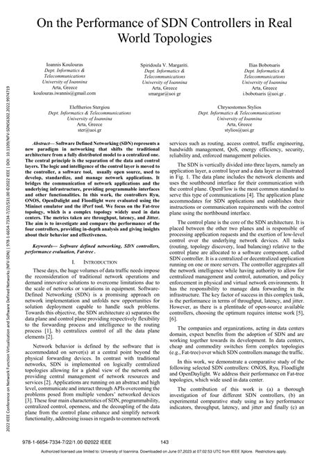 PDF On The Performance Of SDN Controllers In Real World Topologies