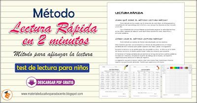 Material Educativo Lectura en 2 Minutos Método para afianzar la lectura