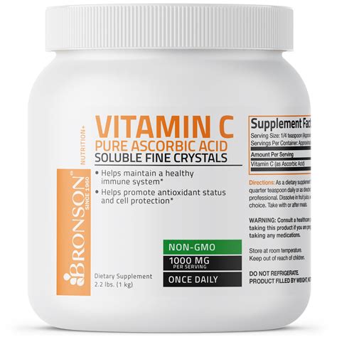 Bronson Vitamin C Pure Ascorbic Acid Crystals 1000 Mg 1 Lb 16 Oz