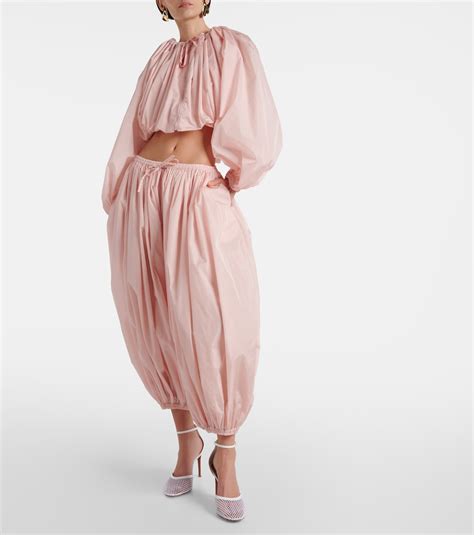 Low Rise Wide Leg Pants In Pink Alaia Mytheresa