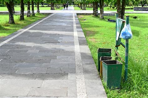 Garbage Bins Placed In The Middle Of Public Park With Many Types Of Color Editorial Photography