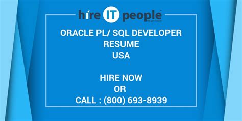 oracle pl sql developer resume hire it people we get it done