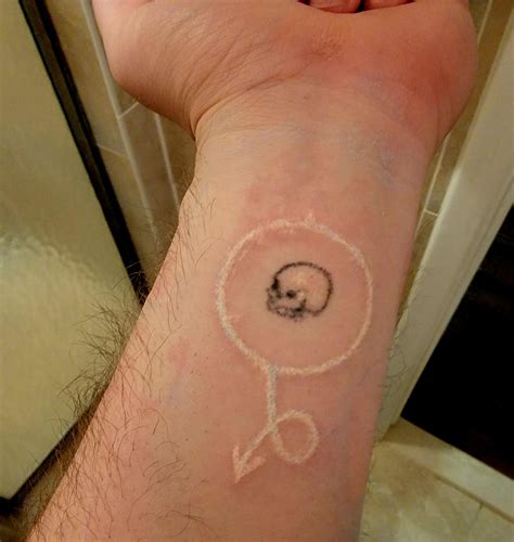 Summoning Dark Stick And Poke Tattoo With Skull In Place Of The Eye R