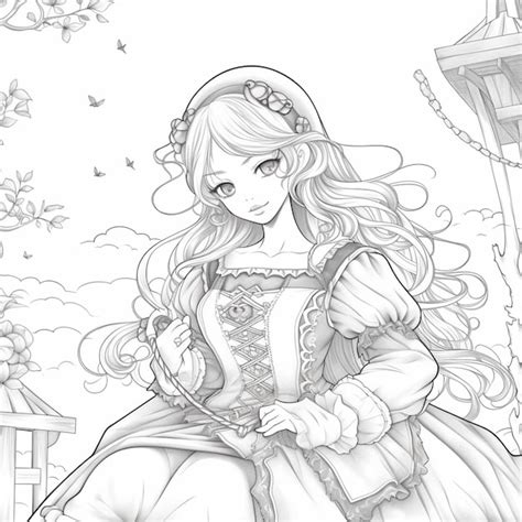 Premium Photo A Drawing Of A Girl In A Dress Sitting On A Bench