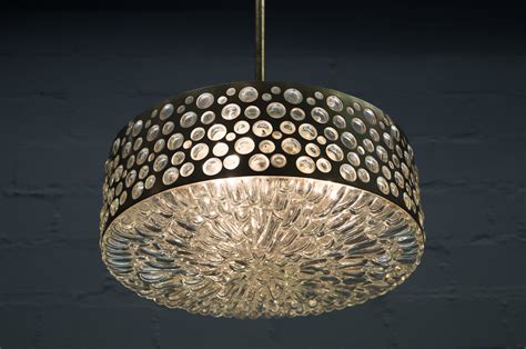 Mid Century Bubble Glass And Brass Ceiling Lamp From Limburg For Sale At